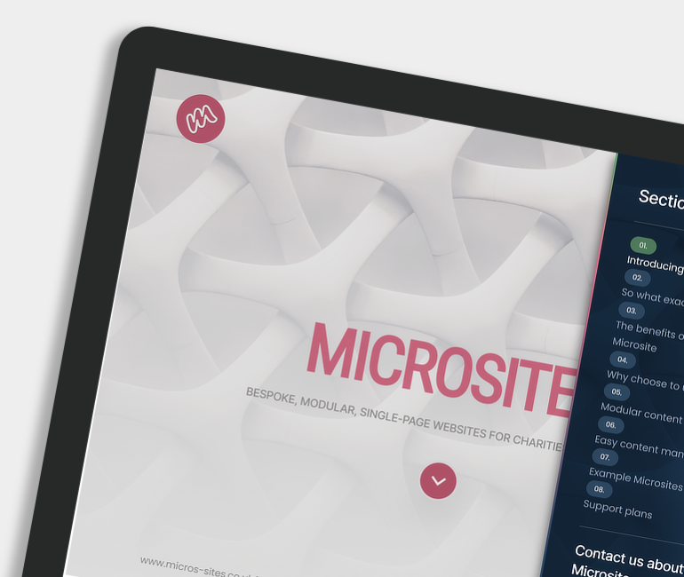 Bespoke, single page microsites for charities and business